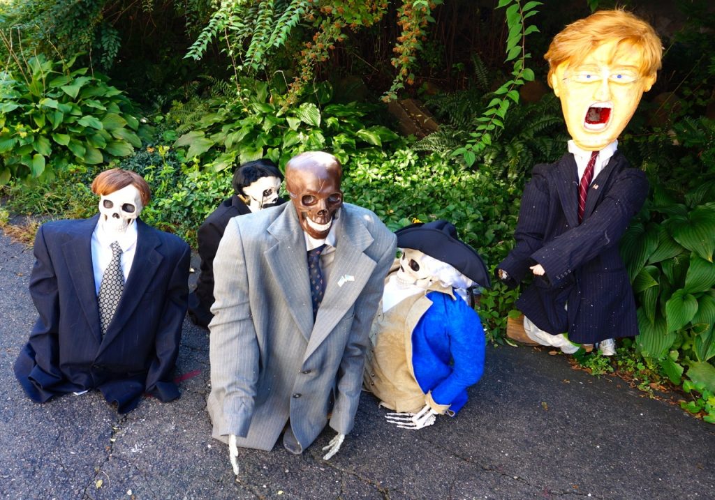 president skeleton heads and trump in driveway - We-Ha | West Hartford News