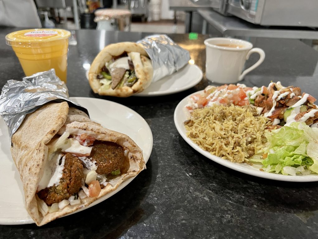 falafel in naan, lamb and beef shawarma and tandoori chicken shawarma ...